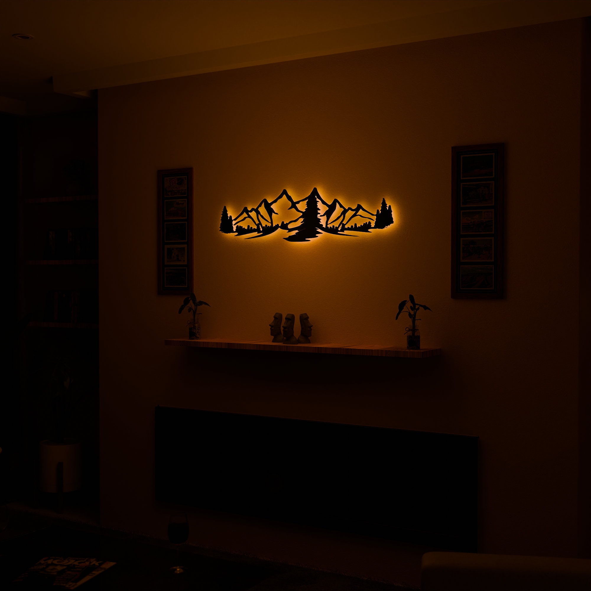 Mountain Forest Metal LED Wall Art: Nature Home Decor - Etsy
