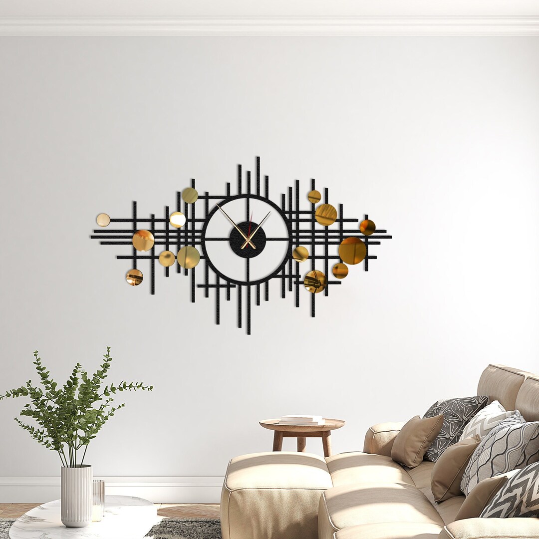 Geometric Plexiglass Metal Wall Clock, Oversized Metal Wall Sign ...
