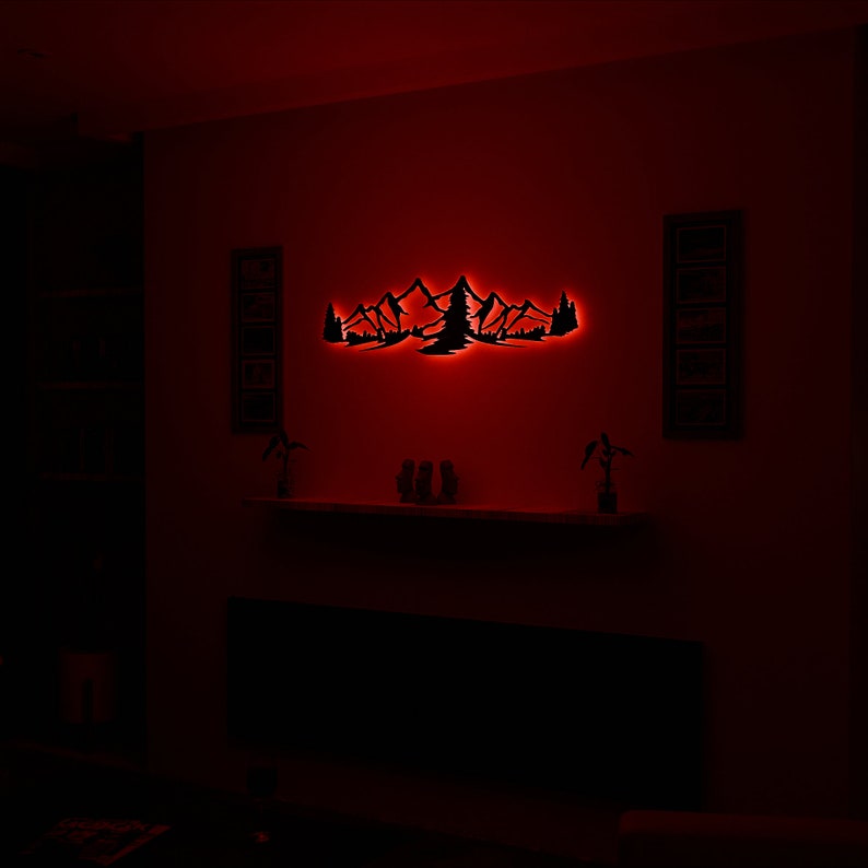 Mountain Forest Metal LED Wall Art: Nature Home Decor - Etsy