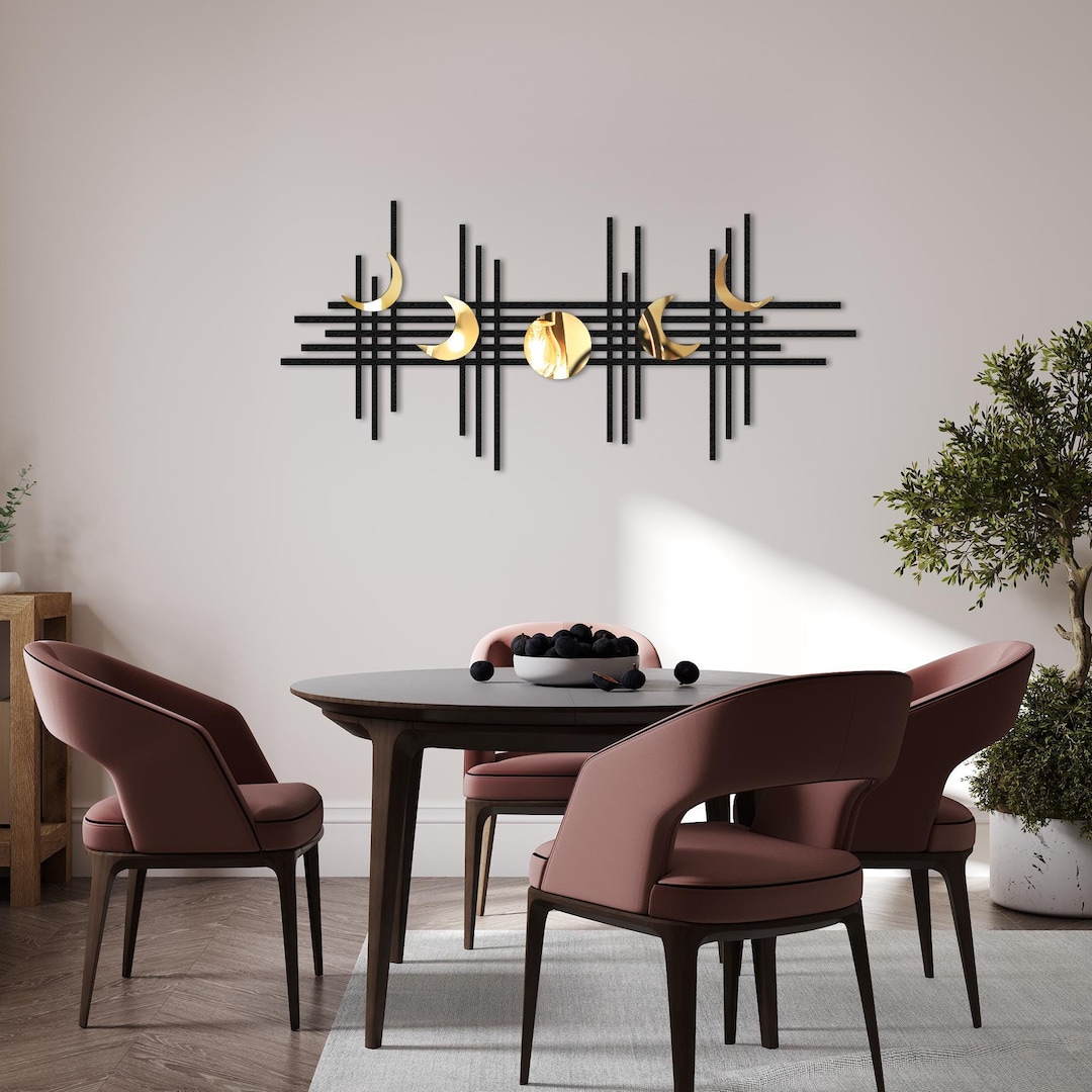 Moon Phases Metal Plexiglass Wall Decor, Abstract Wall Metal Wall Sign ...