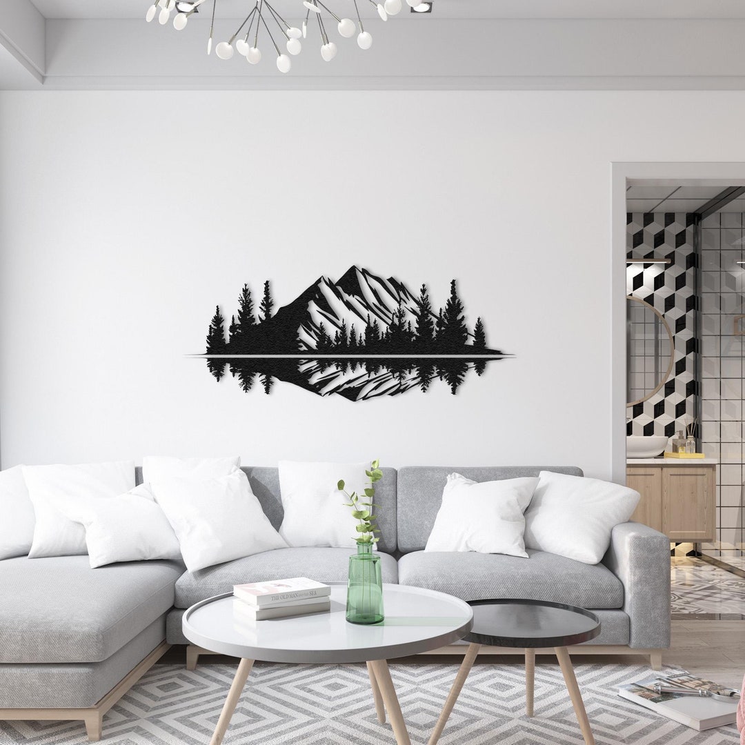 Mountain Shadow Metal Wall Art, Farmhouse Wall Decor, Nature Home Decor ...