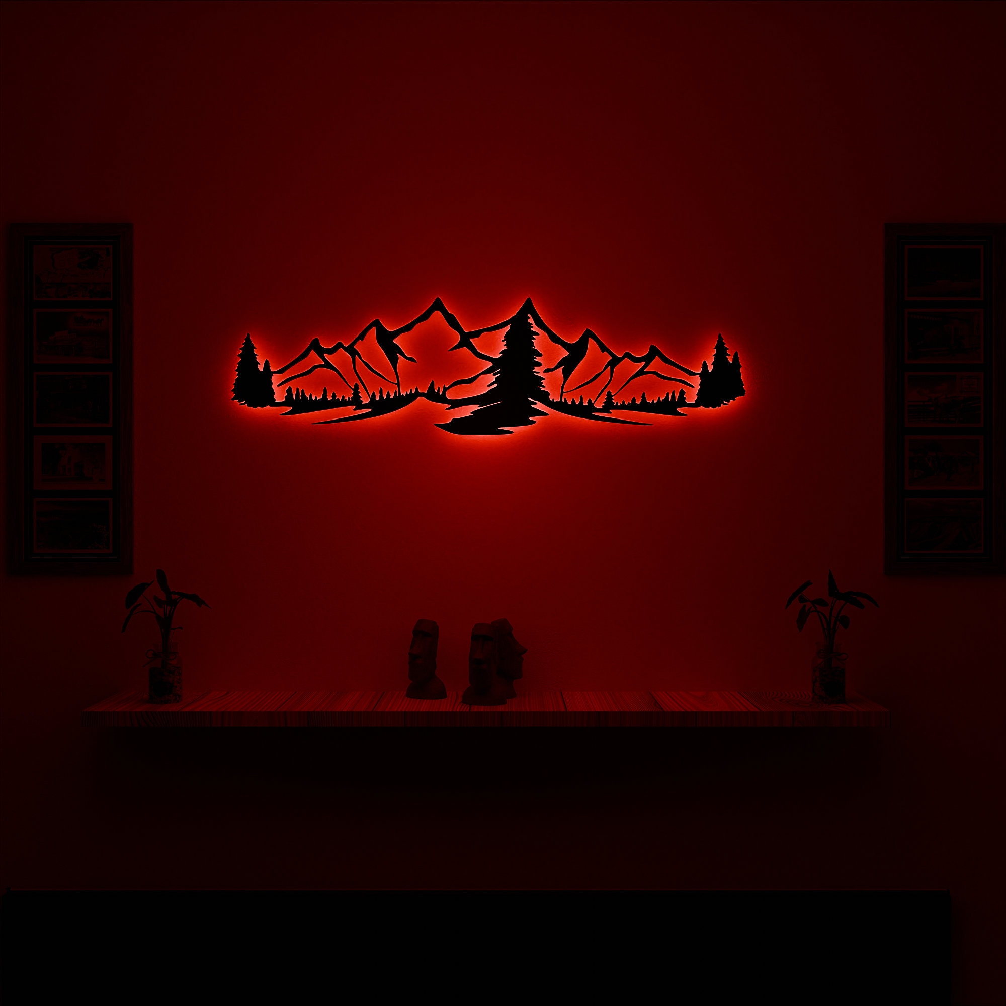Mountain Forest Metal LED Wall Art: Nature Home Decor - Etsy