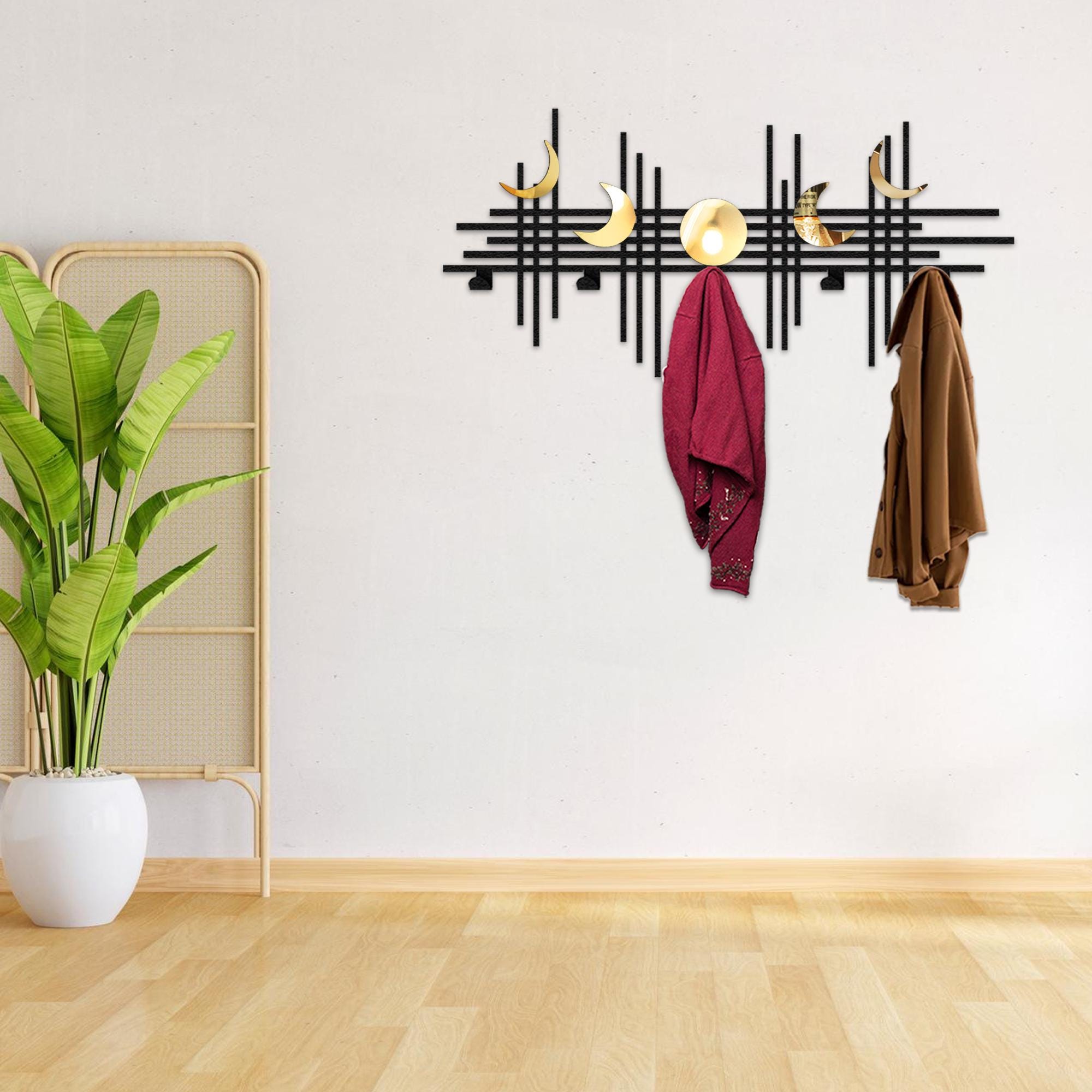 Moon Phases Metal Plexiglass Wall Hanger, Minimalist Full Moon Coat ...