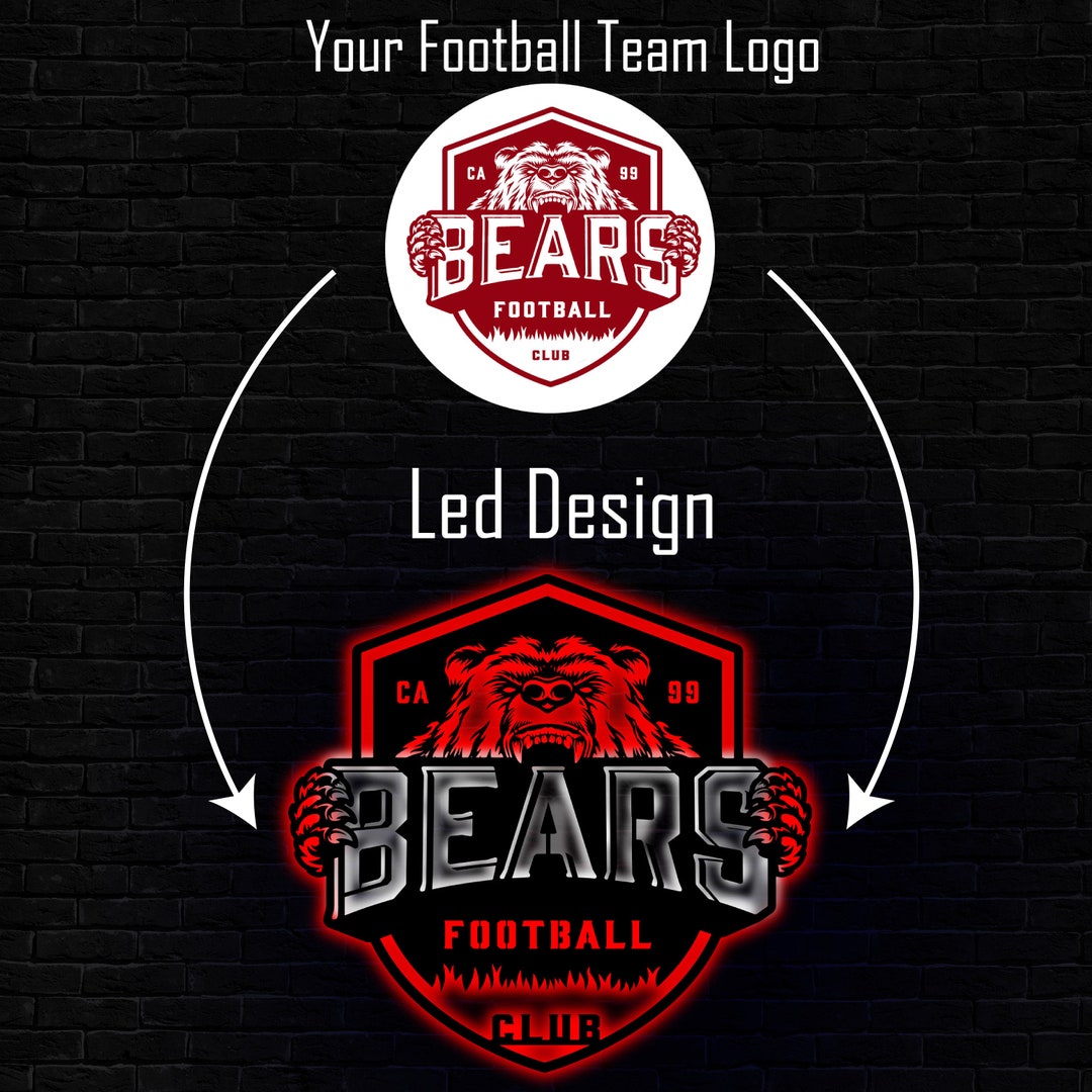 Personalized Football Team Logo Metal Led Wall Decor, Custom Soccer ...