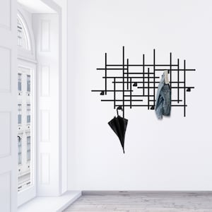 Abstract Metal Wall Coat Rack: Entryway Organizer & Key Holder - Etsy