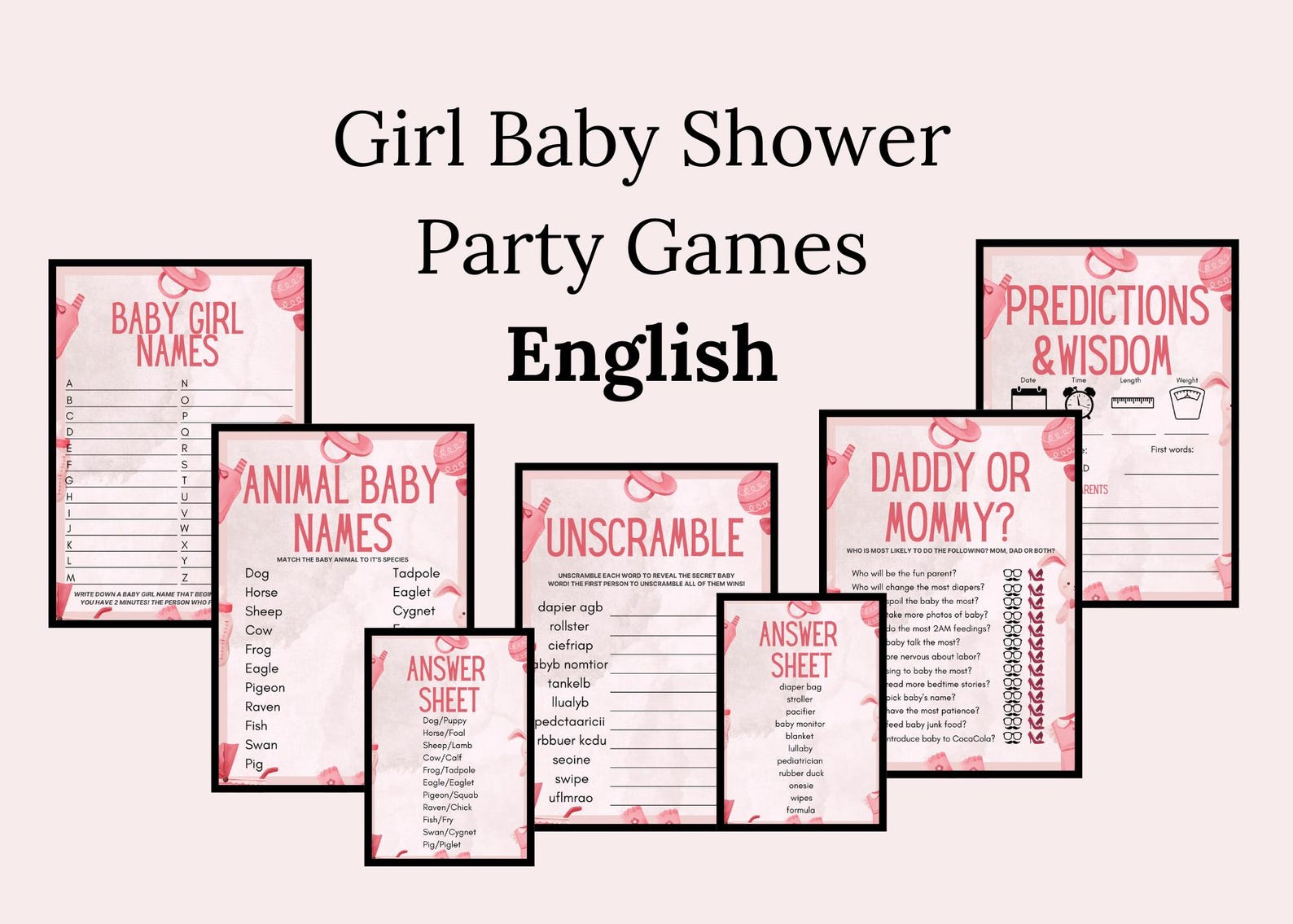 Girl Baby Shower Party Games - Etsy