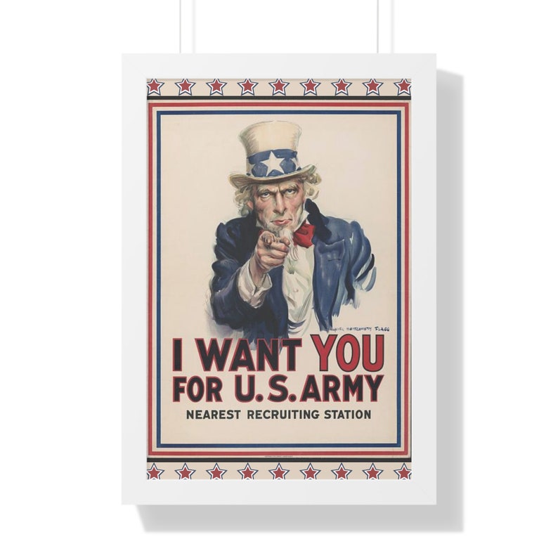 Uncle Sam 'I Want YOU for US Army' Poster Replica Patriotic Wall Art ...