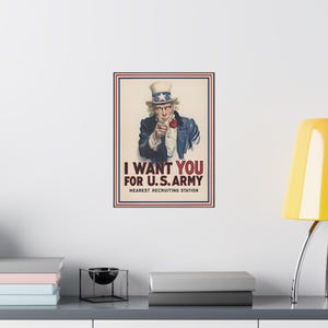 Uncle Sam 'I Want You' Poster: WWI US Army Recruitment - Patriotic Wall ...