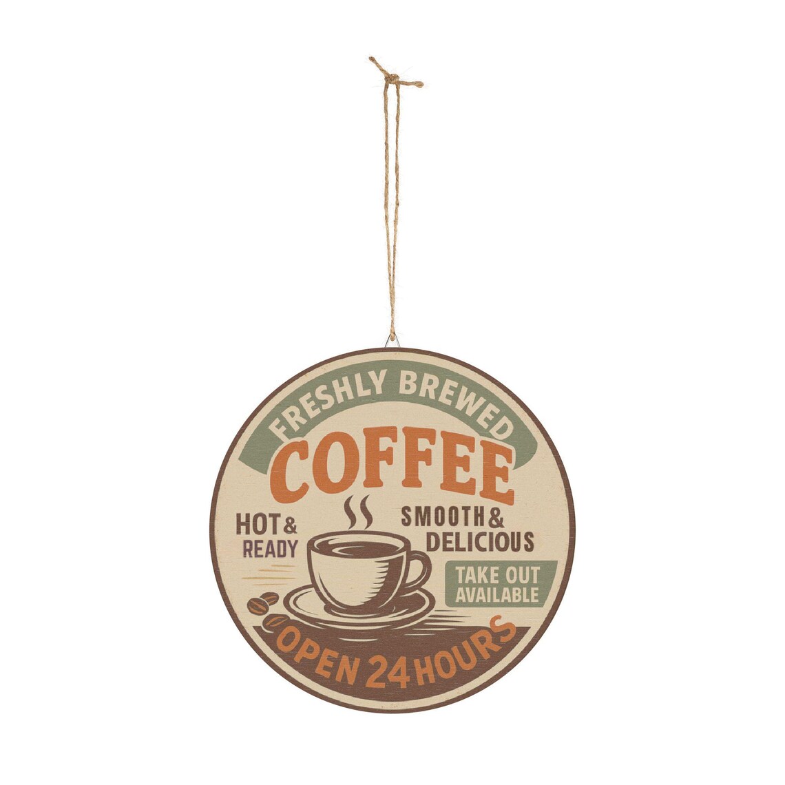 Vintage Coffee Wooden Sign | Retro Cafe Wall Art | Open 24 Hours ...