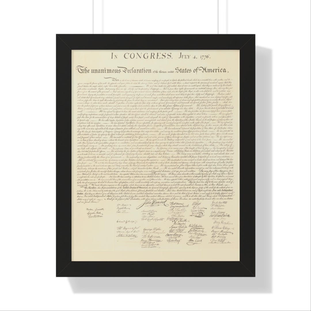 Framed Declaration of Independence, Historical Document Wall Art ...