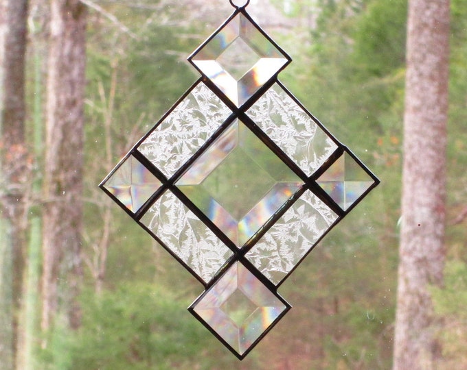 Stained Glass Suncatcher Clear Frosted Textured Glass Border - Etsy