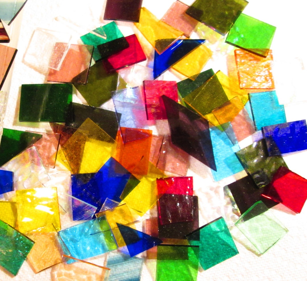3 Lbs. Scrap Translucent Stained Glass - Approx. Quarter Size and ...