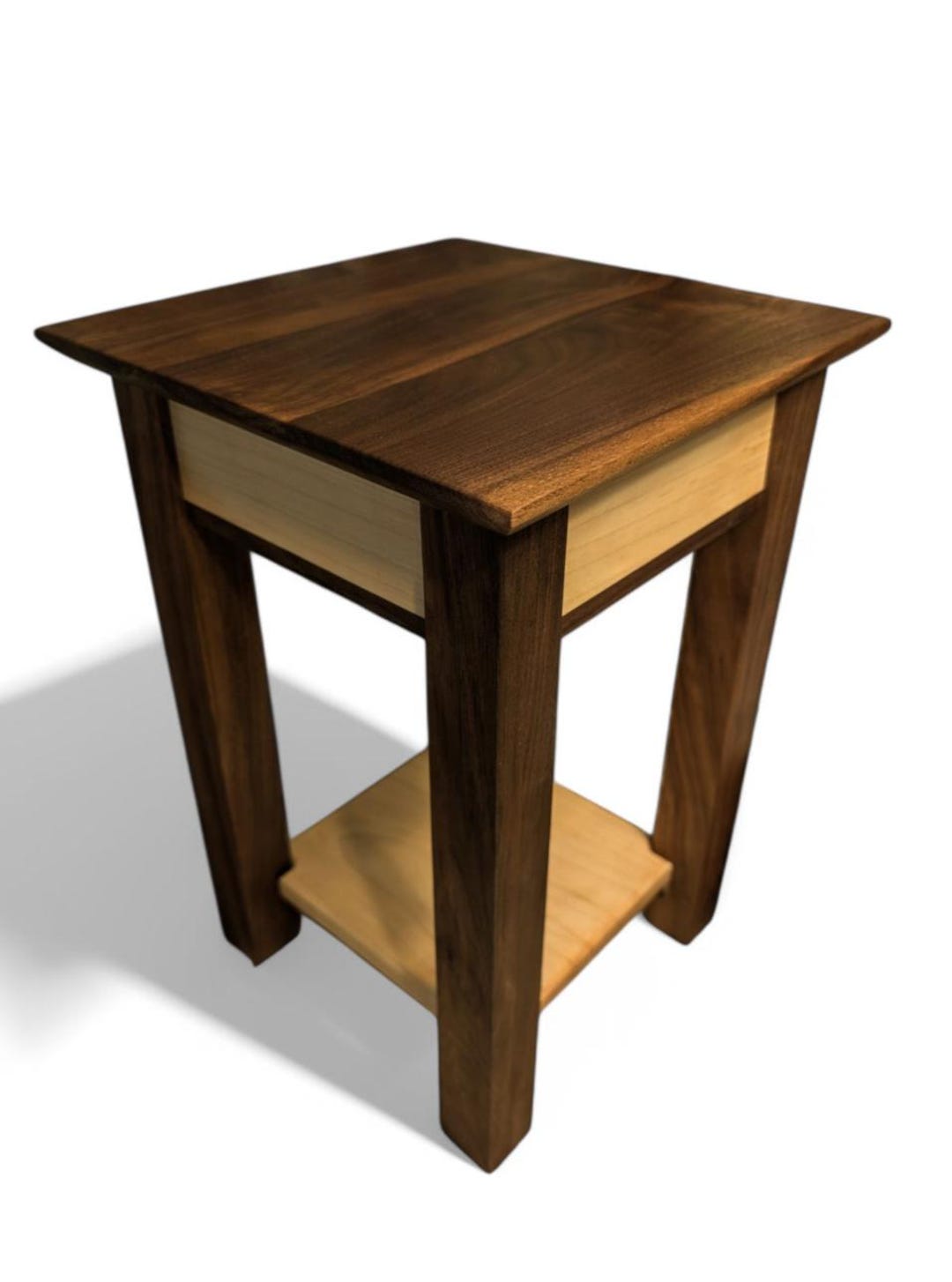 Handcrafted Walnut & Maple End Table – Modern Rustic Wood Accent Table ...