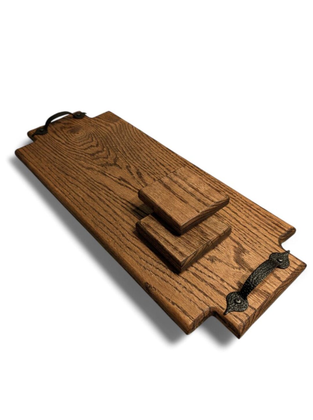 Set of Charcuterie Board and Coasters - Mission Style Oak Kitchen Ware - Farmhouse Kitchenware ...