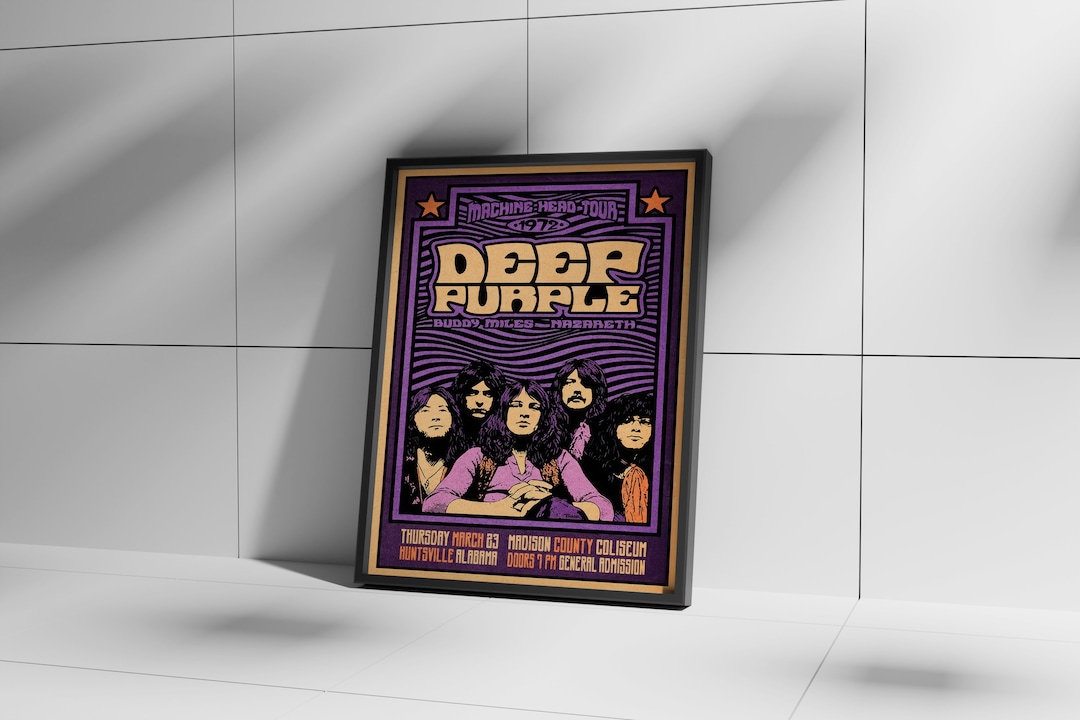 Deep Purple Poster, Machine Head Tour, Rock Band Poster, Wall Art ...