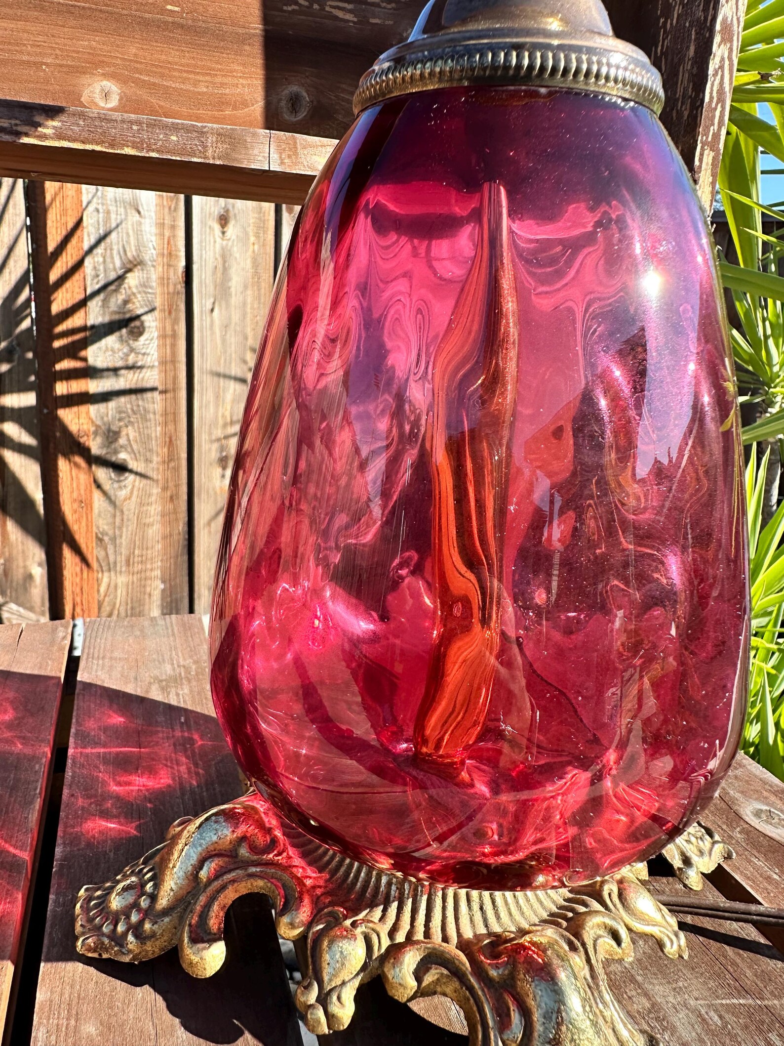 Fenton for LG Wright Cranberry Lamp - Etsy