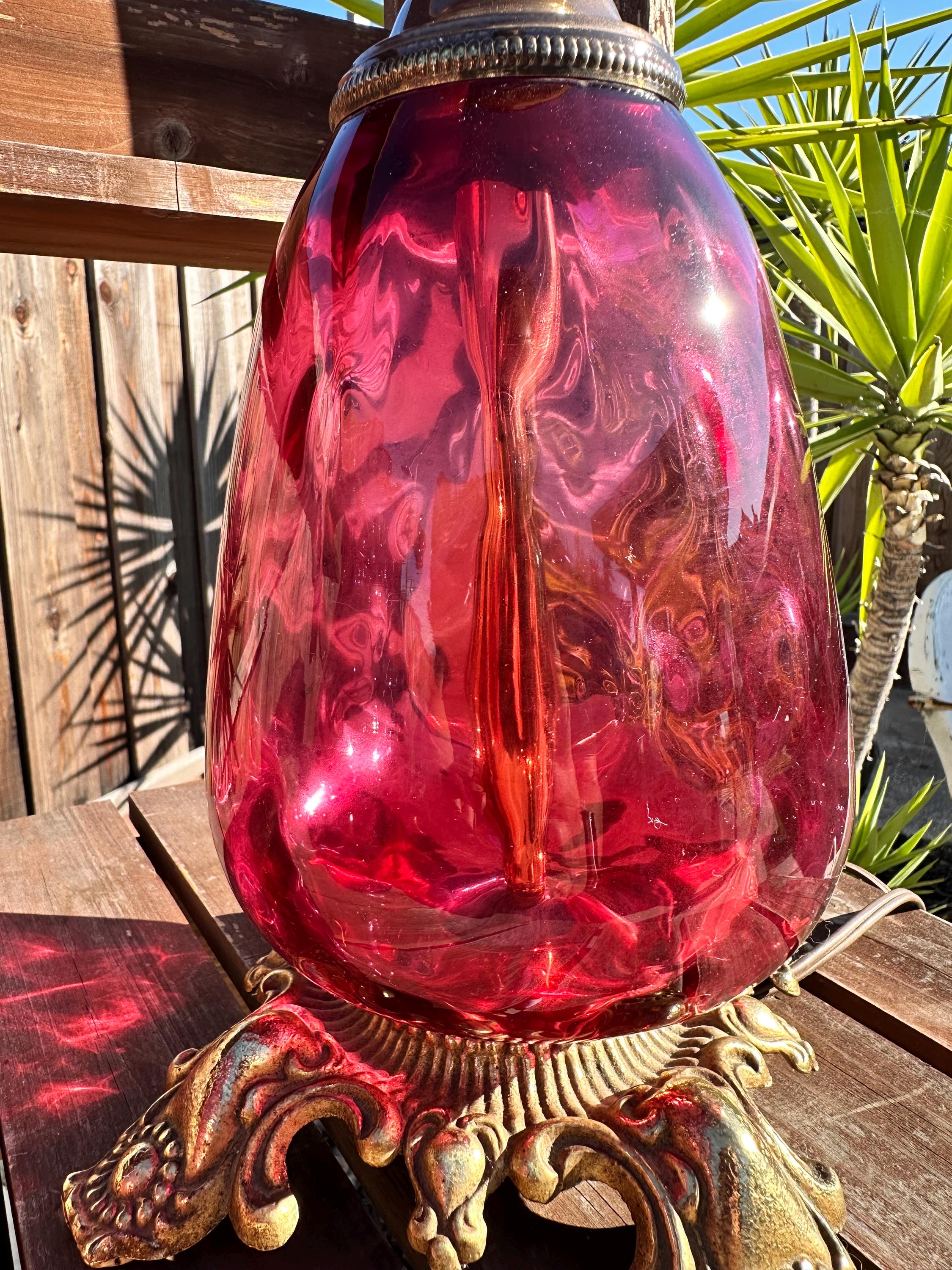 Fenton for LG Wright Cranberry Lamp - Etsy