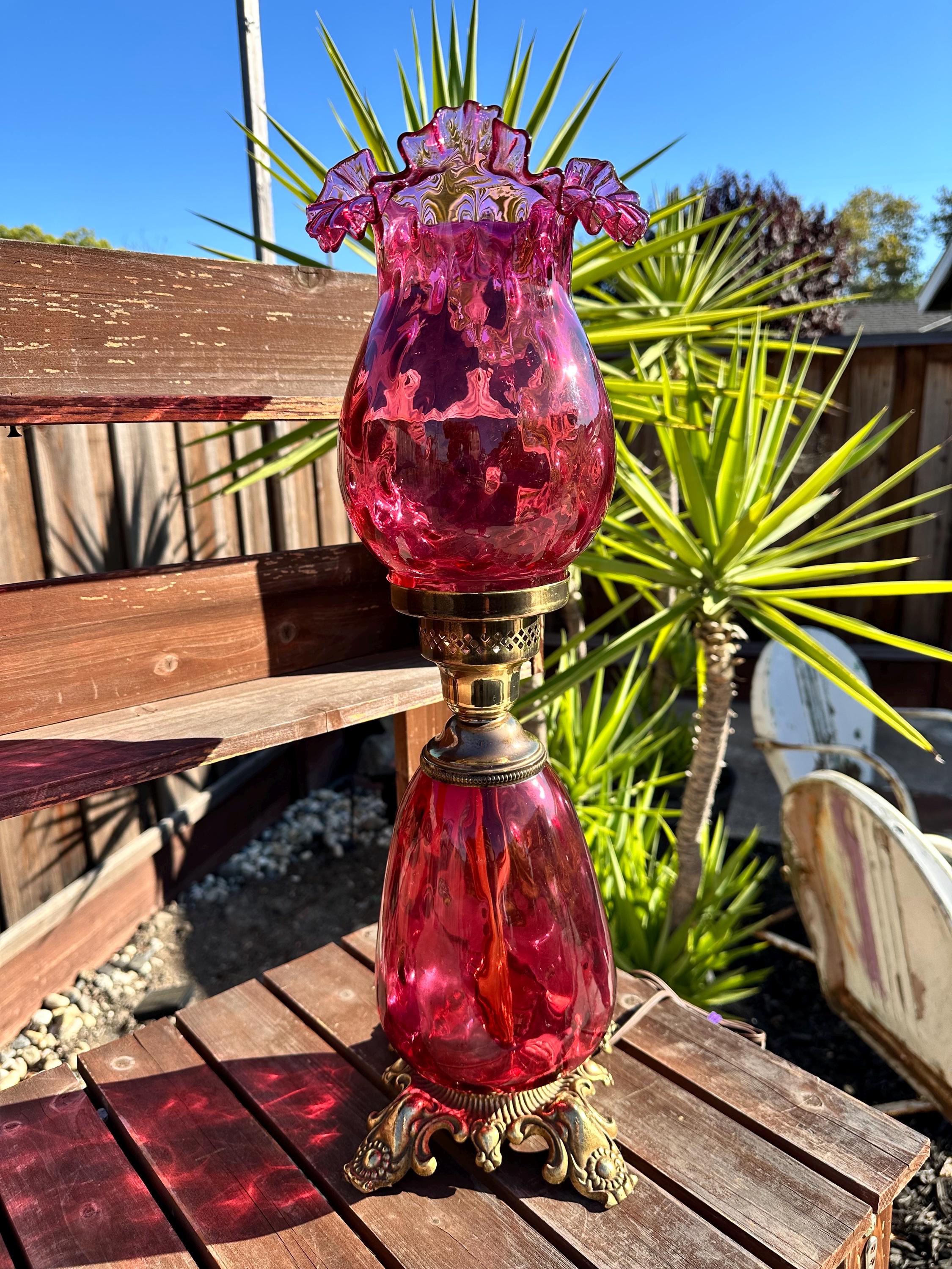 Fenton for LG Wright Cranberry Lamp - Etsy