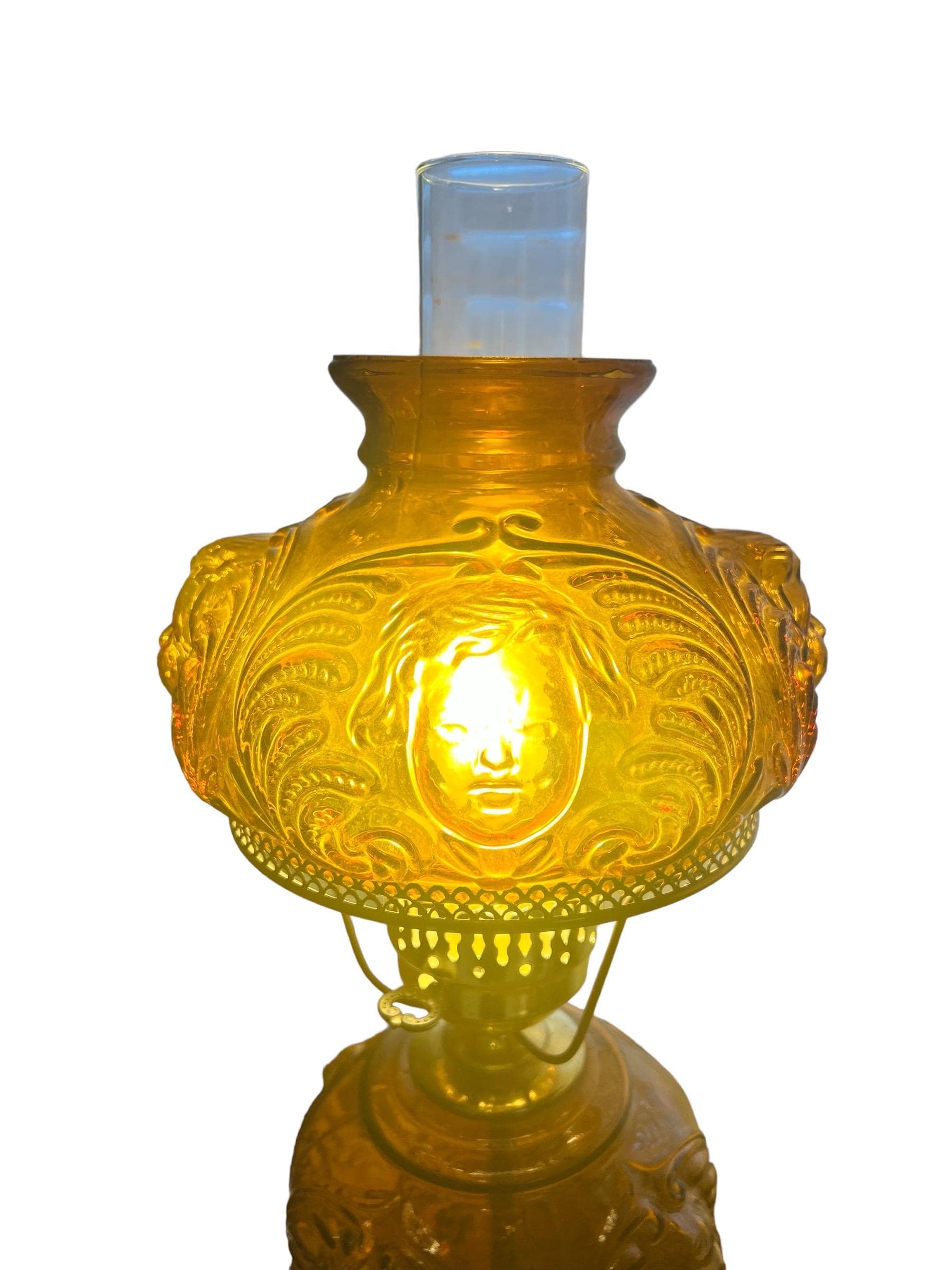Vintage Amber Glass Cherub Victorian Style Lamp - Etsy
