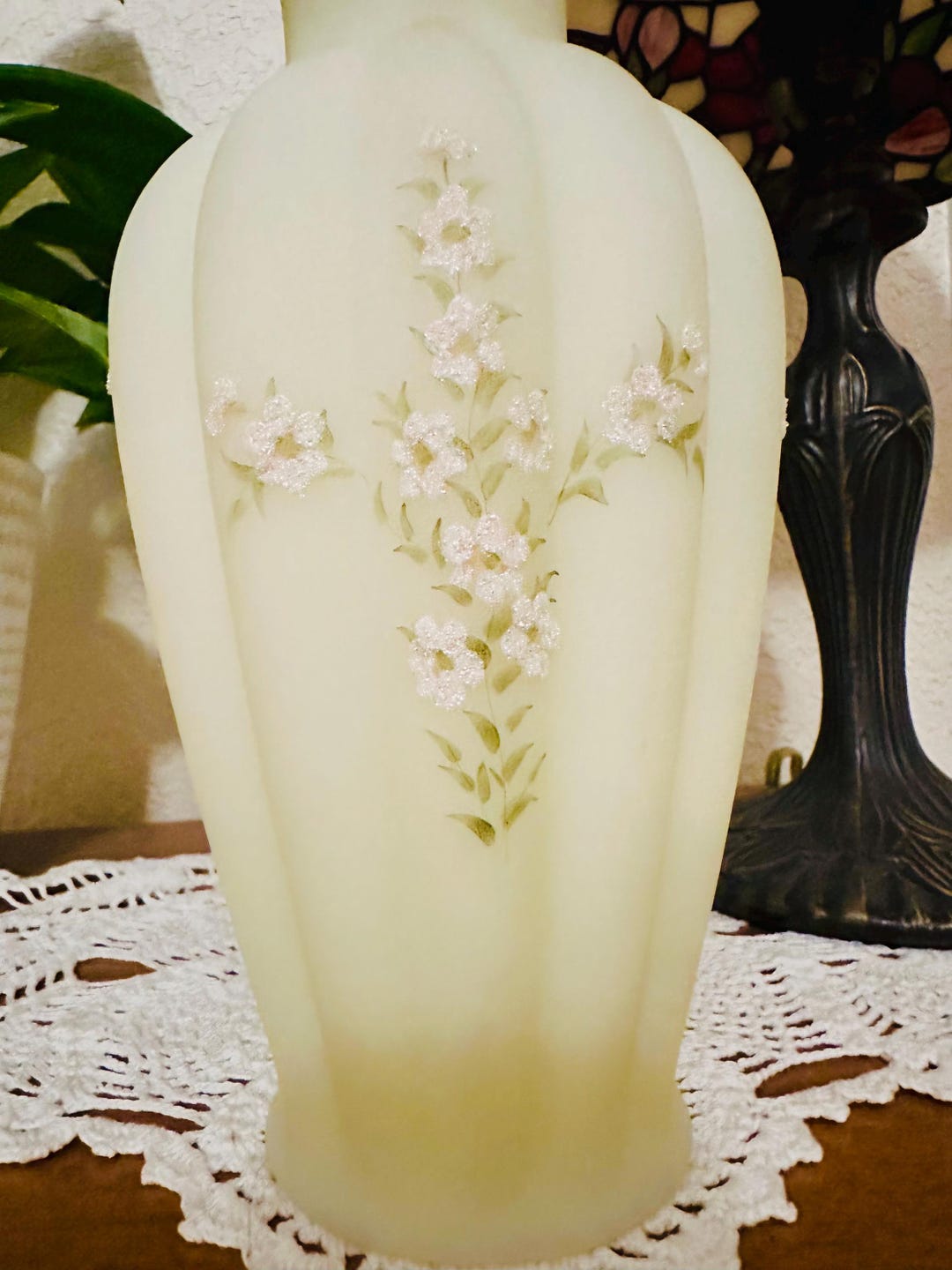 Fenton 11” Satin Vase- Vaseline Glass - Etsy
