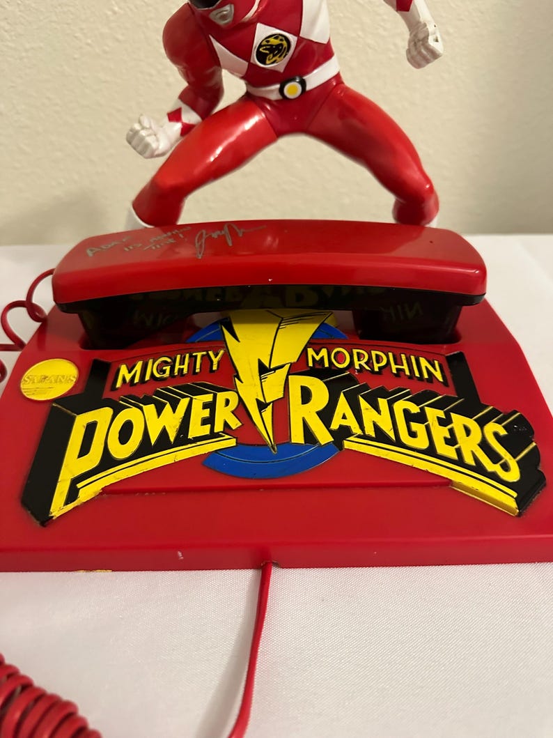 Vintage 1994 Mighty Morphin Power Ranger Button Phone. Autographed ...
