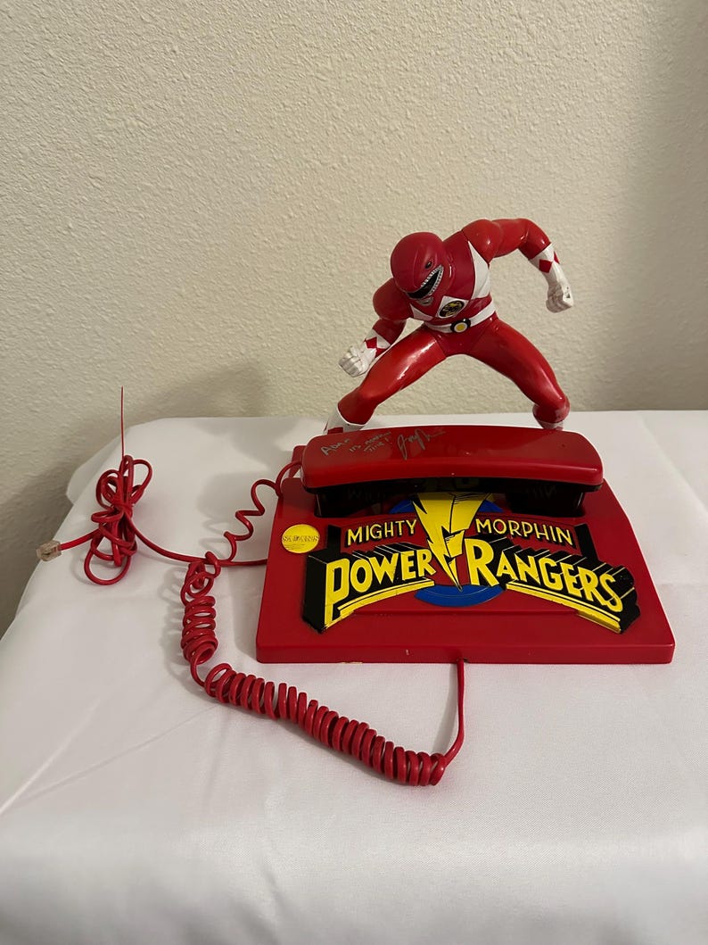 Vintage 1994 Mighty Morphin Power Ranger Button Phone. Autographed ...