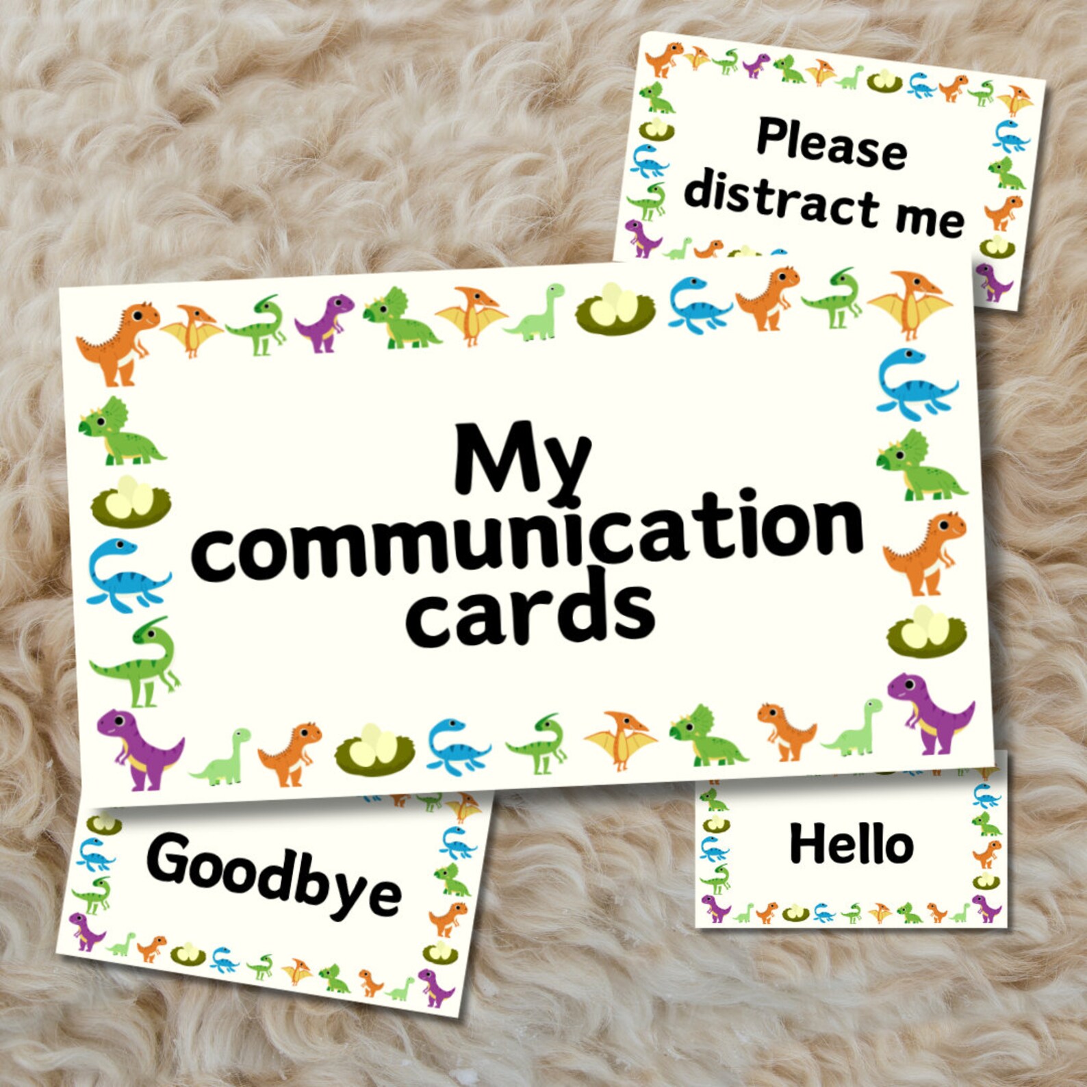 Dinosaur Themed Non Verbal Communication Cards, Digital Printable ...