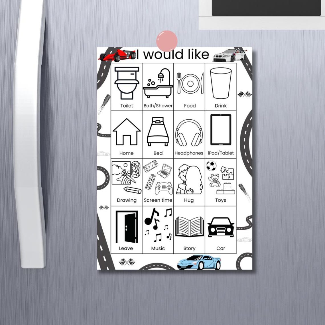 Race Car, F1, Grad Prix, Printable Communication Wall Chart for Special ...