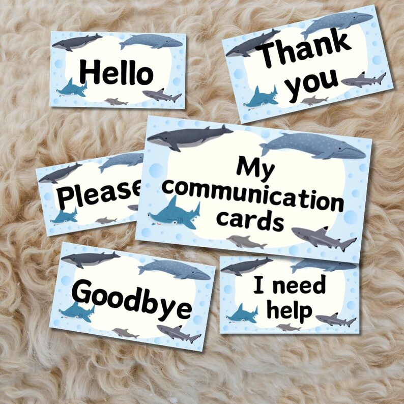 Whale, Dolphin, Shark Themed Non-verbal Communication Cards, Digital ...