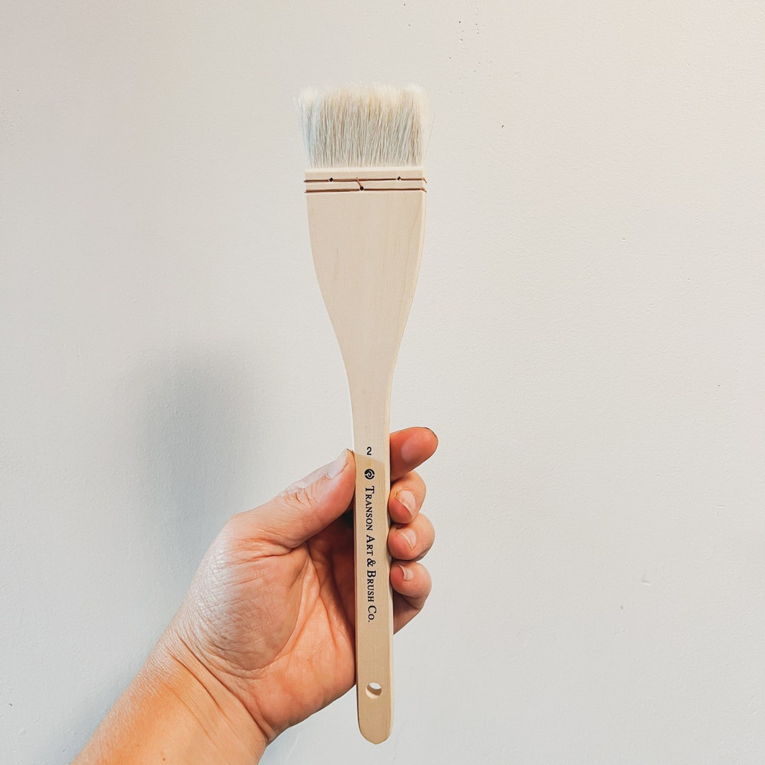Wide Hake Paint Brush | Wool Bristles Wood Handled Art Supply for Inks ...
