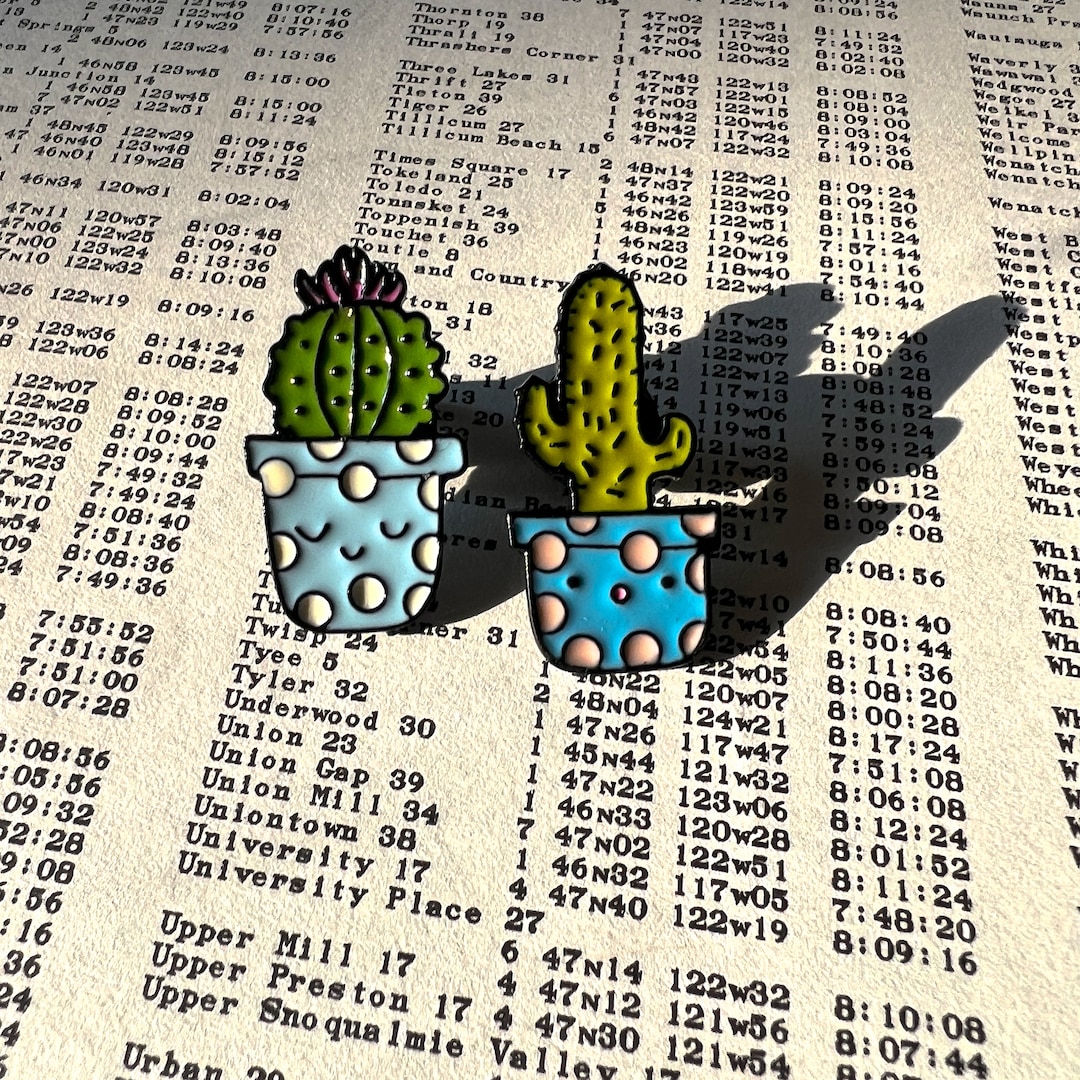 Stocking Stuffer Pin: Green Cactus Enamel Pins | Plant Tie Tack Emoji ...