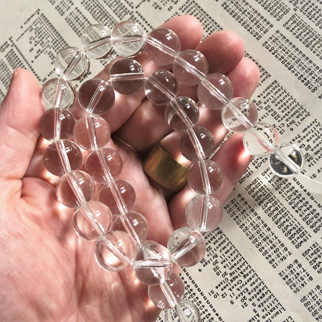 Round Glass Beads 14mm | Clear Glass Beads 14mm Round | Full Strand 15 ...