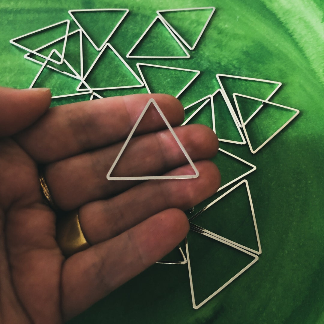 Large Silver Triangle Links | Triangular Hoop Connectors Linking Rings ...