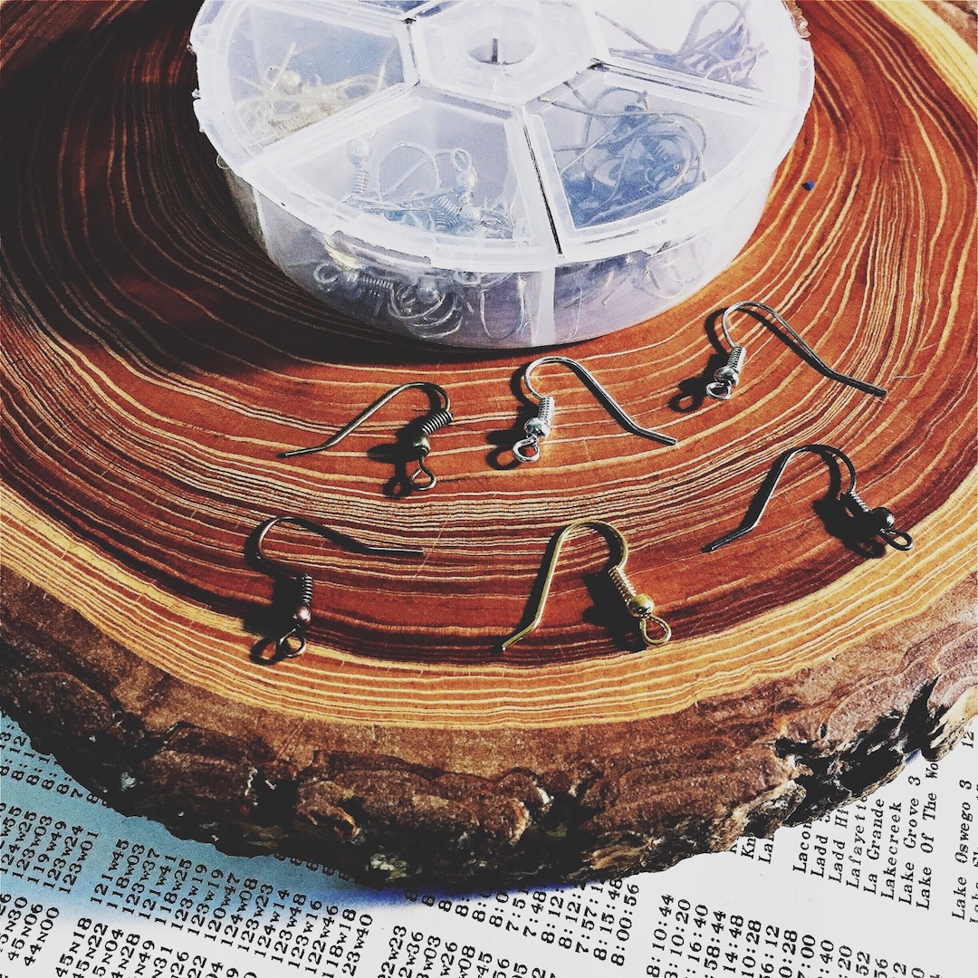 Variety French Ear Wire With Container | Copper, Antiqued Brass, Silver ...