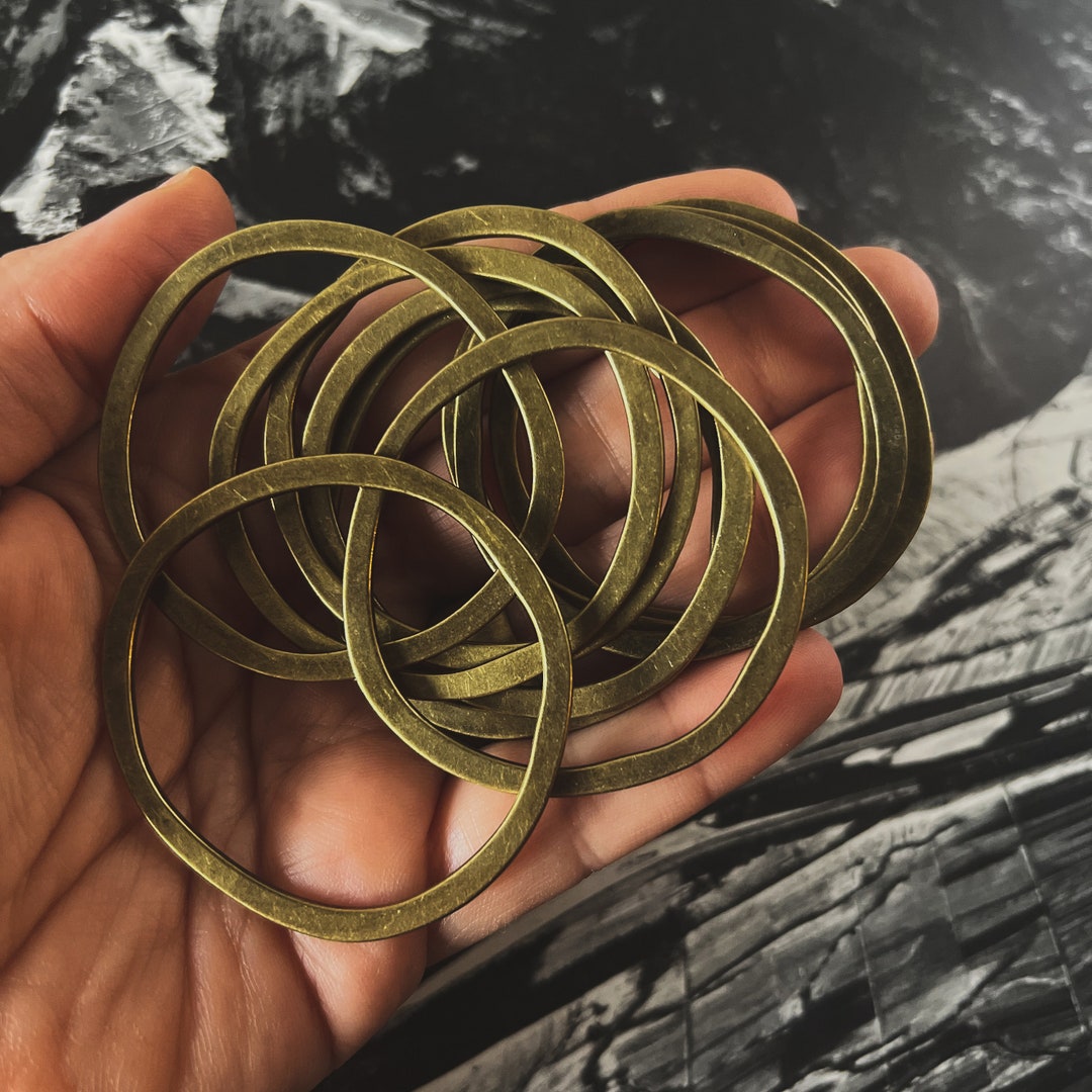 Thick Brass Hoop Findings . Organic Shape Ring Connector 50mm . Antique Bronze Link . 49mm Wide ...