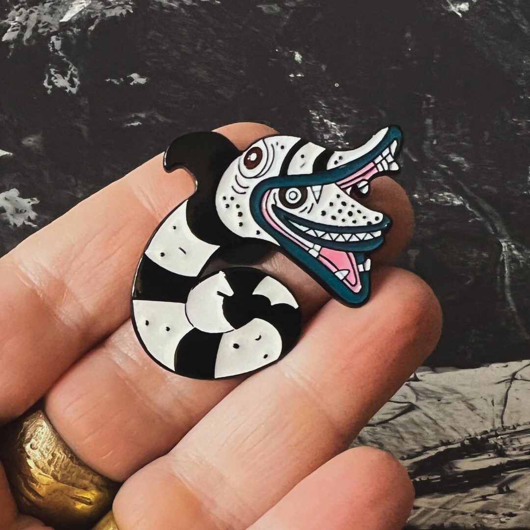 Sand Worm Snake Monster Enamel Pins | Cute Kawaii | Tie Tack | Black ...