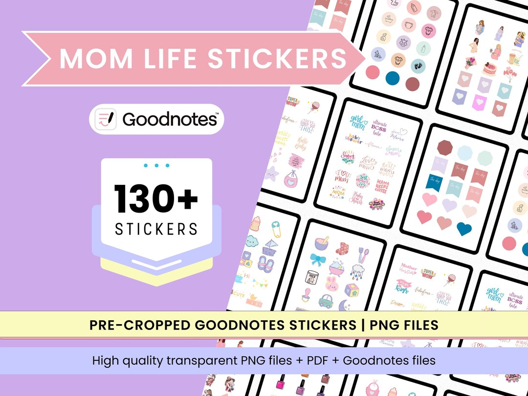 130 Mom Life Stickers Goodnotes Pre-cropped Stickers Digital Stickers ...