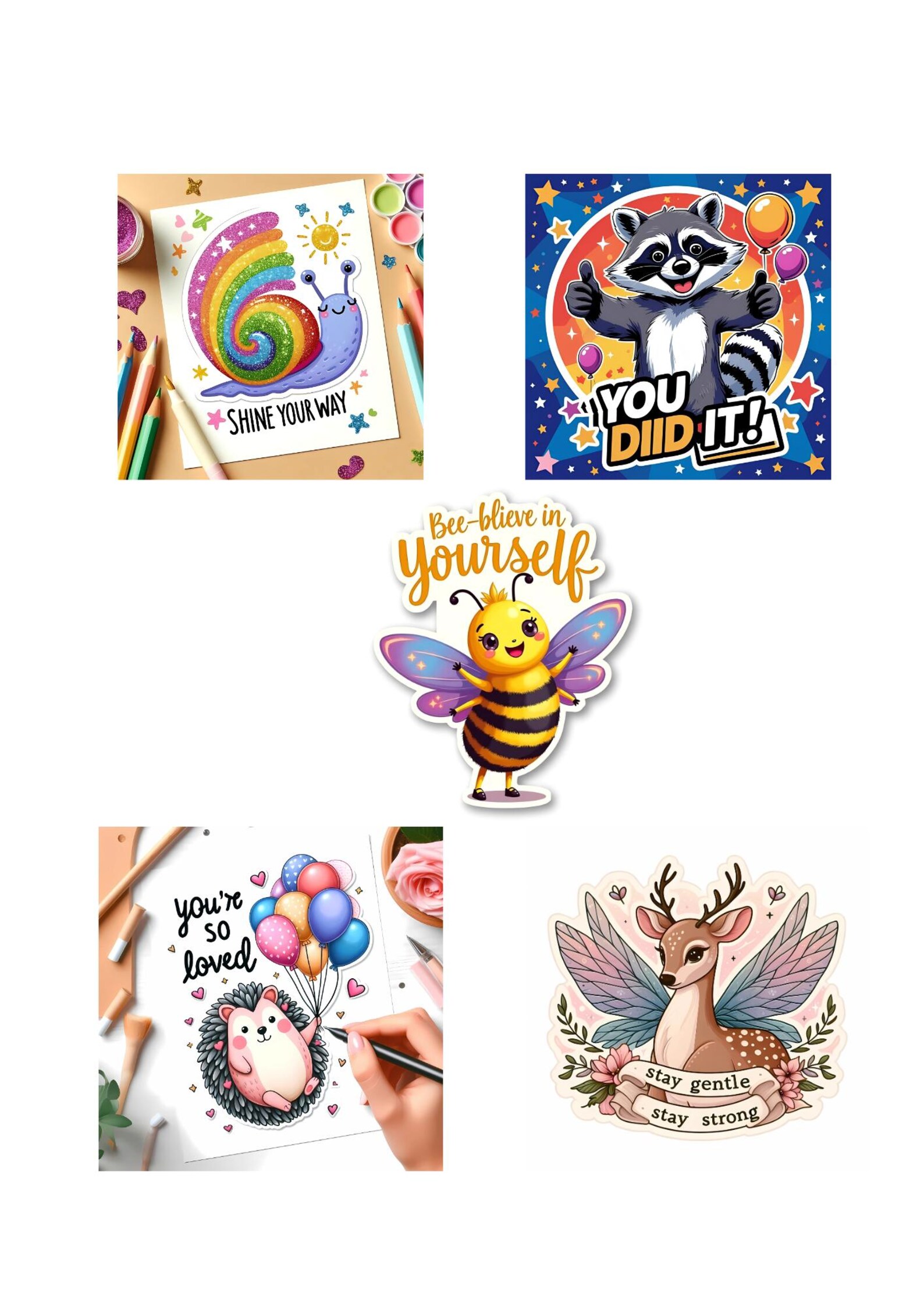 Positive Vibes Animal Stickers for Kids – Cute Motivational Stickers ...