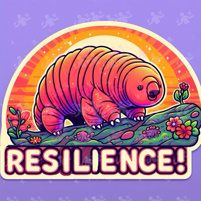 Tardigrade Resilience Water Bear Sticker inspirational Motivational Art ...