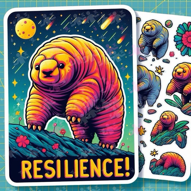 Tardigrade Resilience Water Bear Sticker inspirational Motivational Art ...