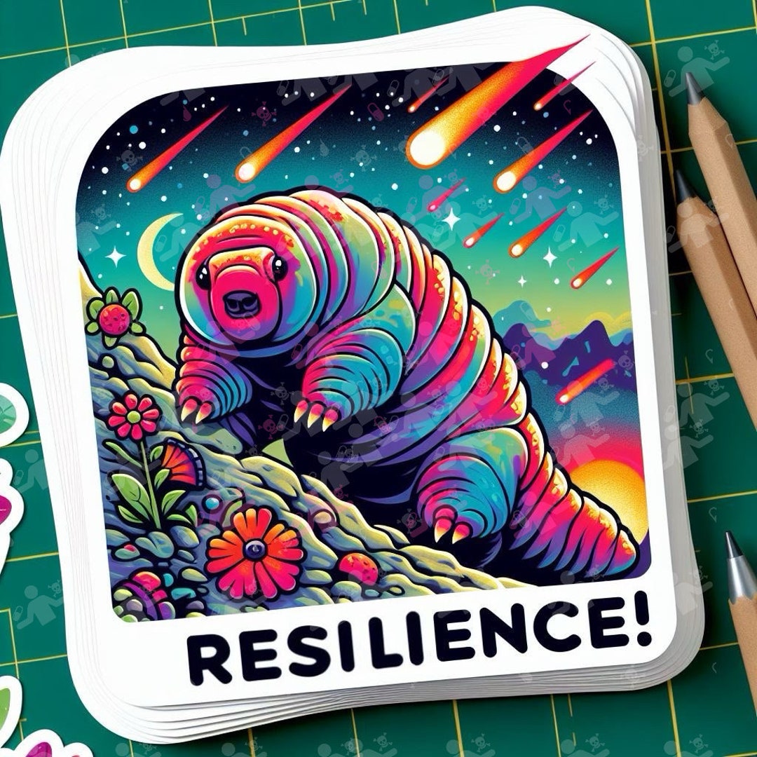 Tardigrade Resilience Water Bear Sticker inspirational Motivational Art ...