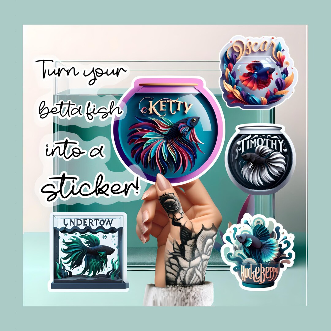 Personalized Betta Fish & Name Customized Tank Sticker Bowl Sticker ...