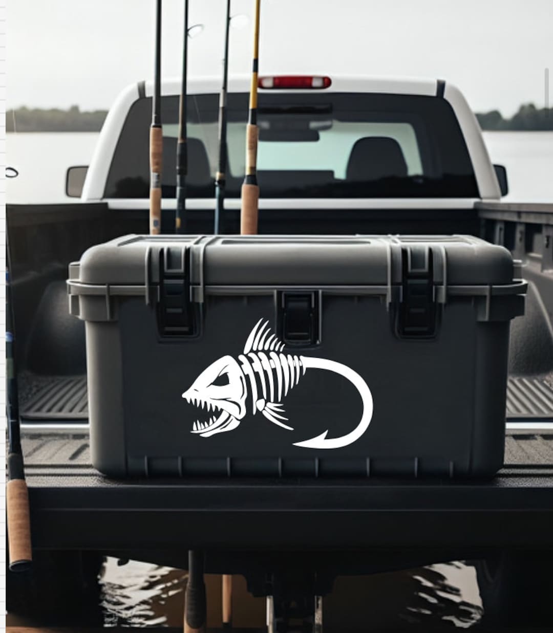 Angry Bone Fish Hook Shape Vinyl Sticker Fly Fishing G-loomis Fish Logo ...
