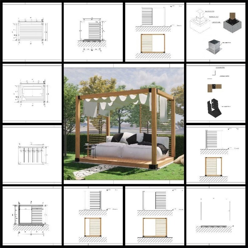 Modern Pergola, Dimensions of the Pergola 4.33x3 M, Complete Project in ...