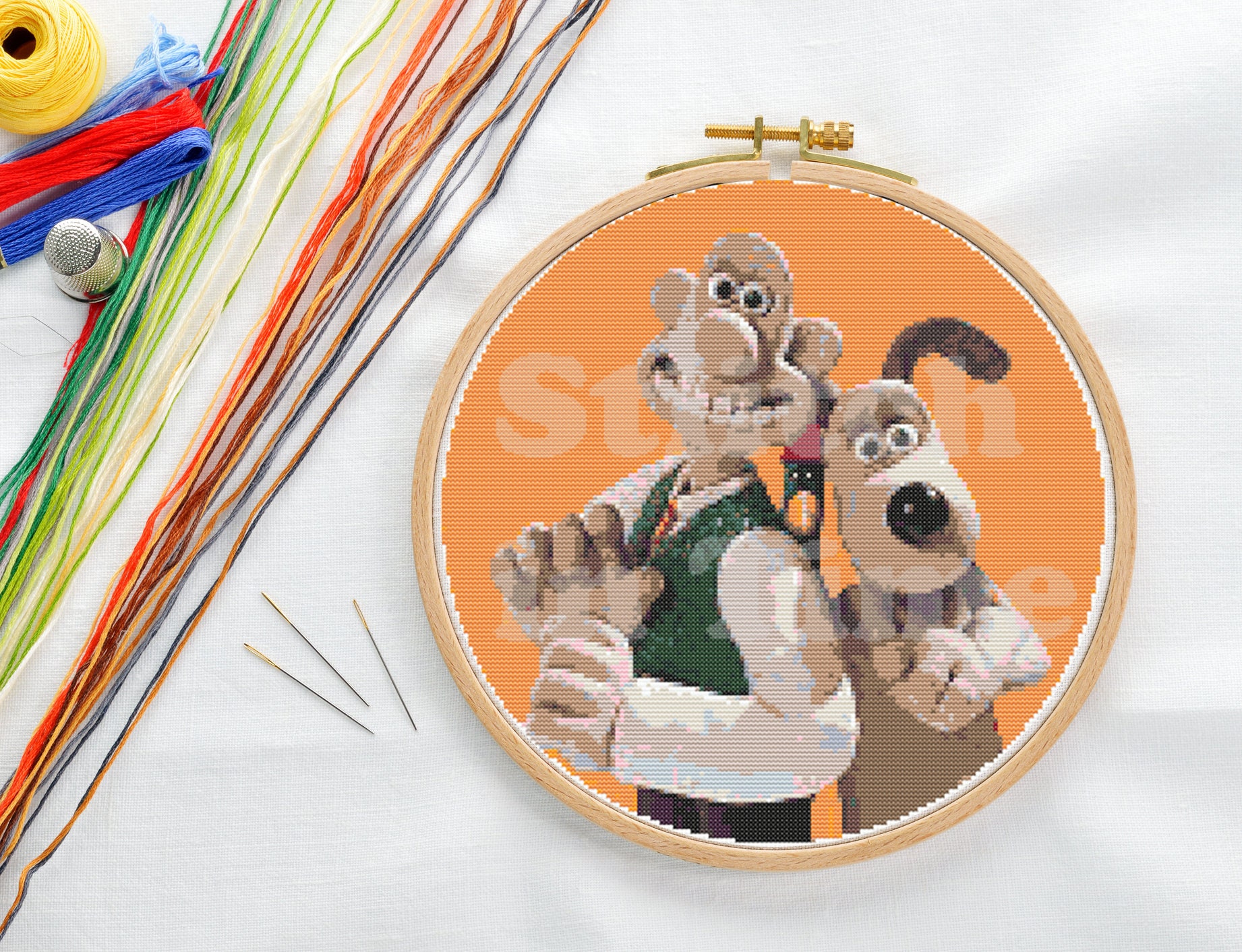 Wallace & Gromit Orange Cross Stitch Digital Pattern Embroidery PDF SVG ...