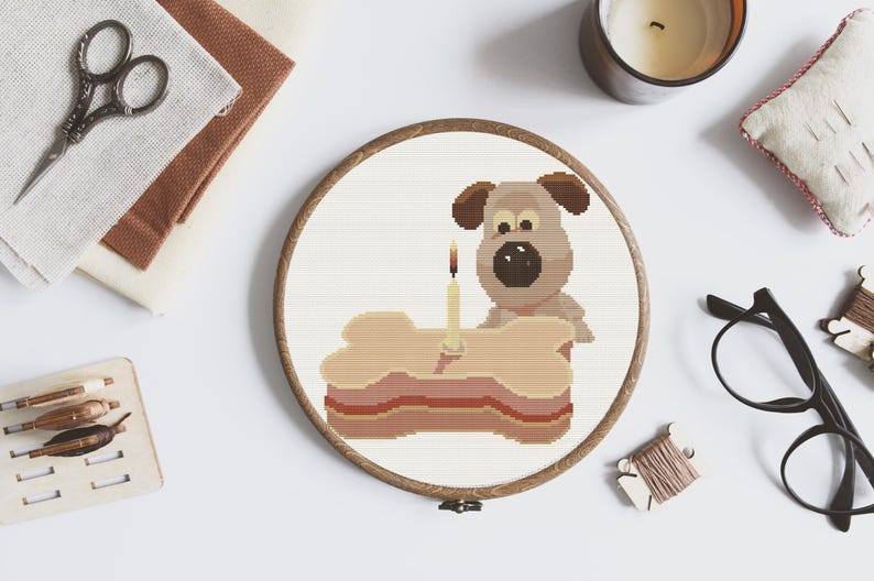 Baby Gromit, Baby Birthday Angel Hearts Wallace & Gromit Cross Stitch ...