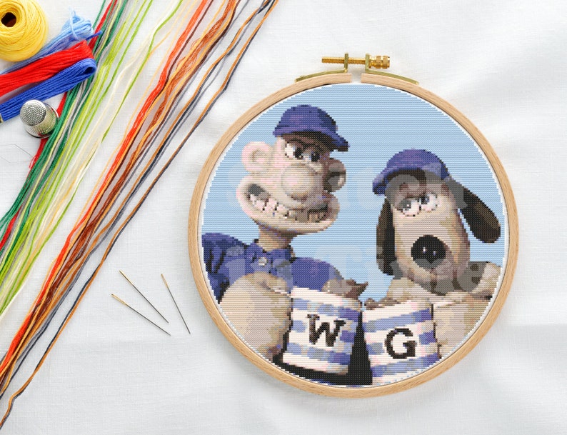 Wallace & Gromit Cross Stitch Digital Pattern Embroidery PDF SVG - Etsy