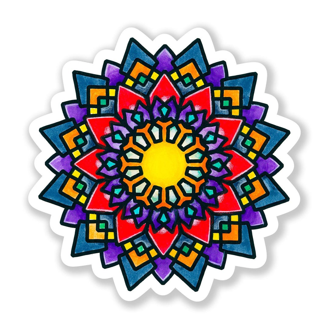 Sunburst Mandala Vinyl Sticker: Waterproof Laptop Decal - Etsy