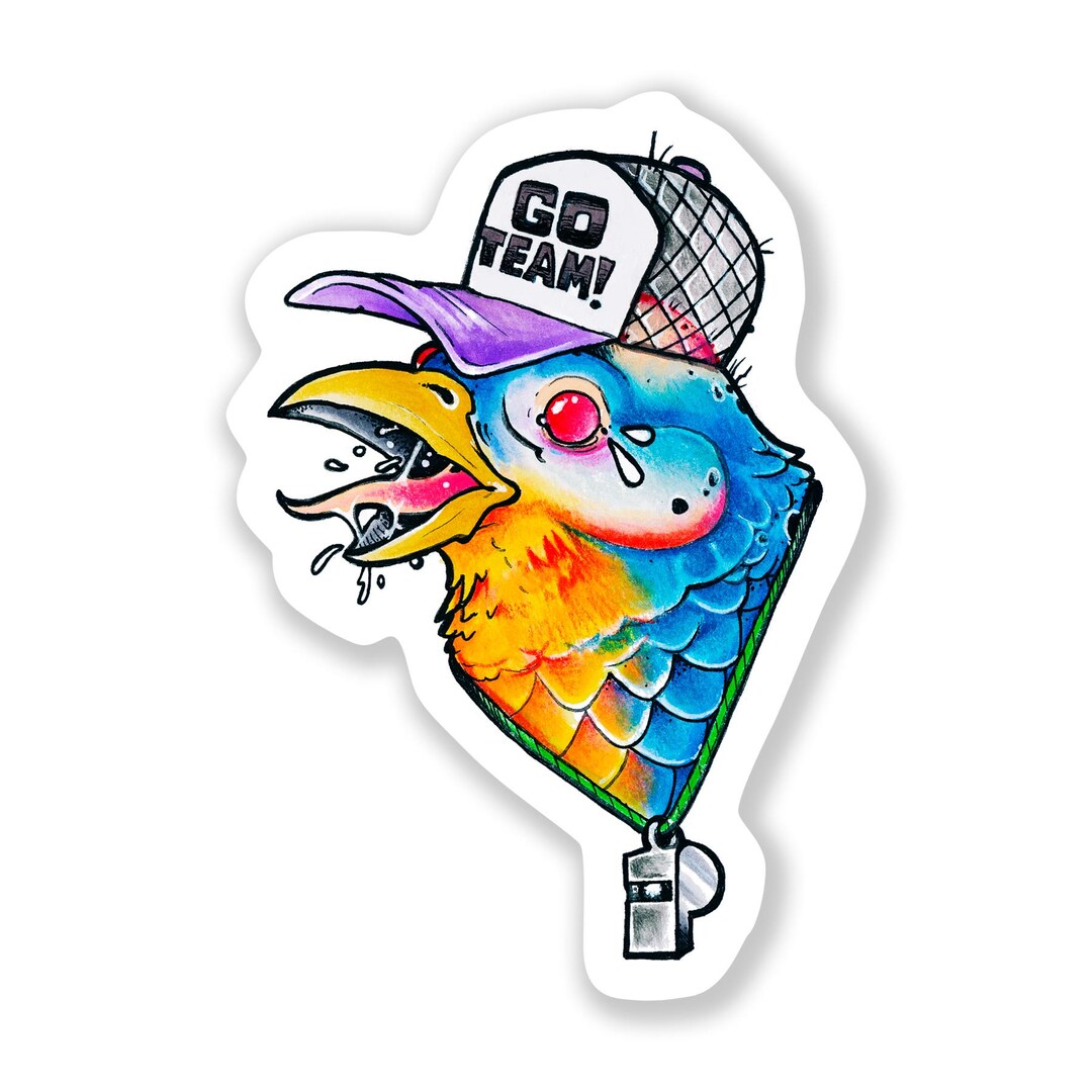 Go Team Rooster Art Sticker - Vinyl Decal for Your Laptop, Water Bottle ...