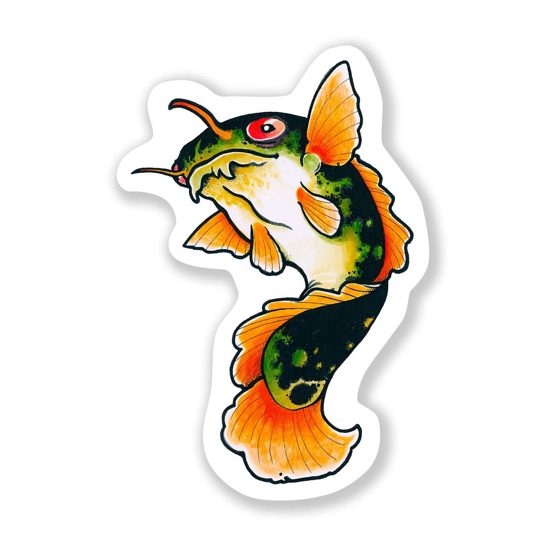 Catfish Art Sticker 3" Vinyl Decal - Waterproof, Weatherproof - Perfect ...